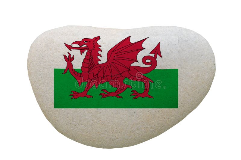 Wales Emblem Painted on a Message Stone. Stock Image - Image of white ...