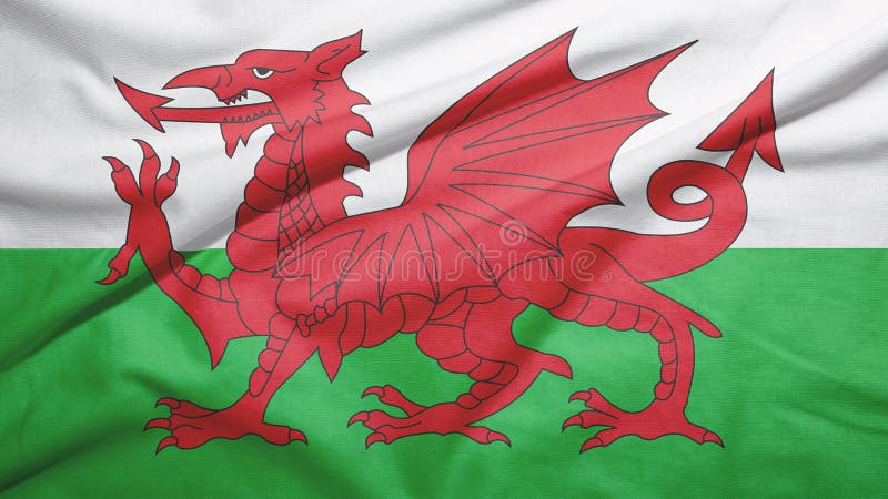 Wales Flag with Fabric Texture Stock Image - Image of horizontal ...