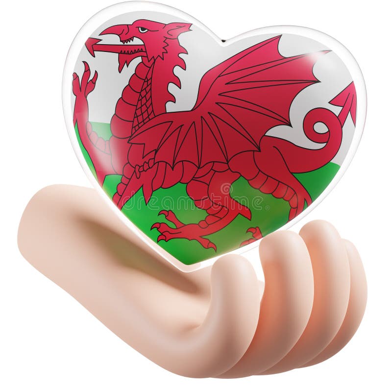 Wales Flag with Heart Hand Care Stock Photo - Illustration of holding ...