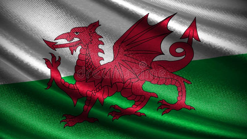 Wales Flag with Realistic Silky Wave Texture Stock Photo - Image of ...