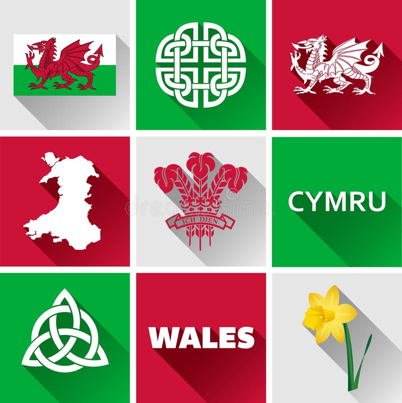 Wales Symbols In Heart Shape Concept Stock Vector - Illustration of ...