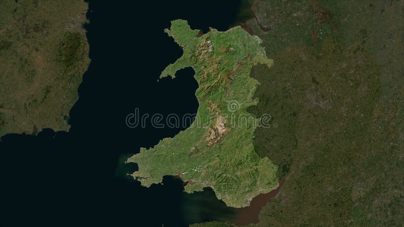 Wales - Great Britain Highlighted. Low-res Satellite Stock Illustration ...