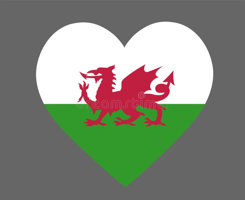 Wales Flag National Europe Emblem Heart Icon Vector Stock Vector ...