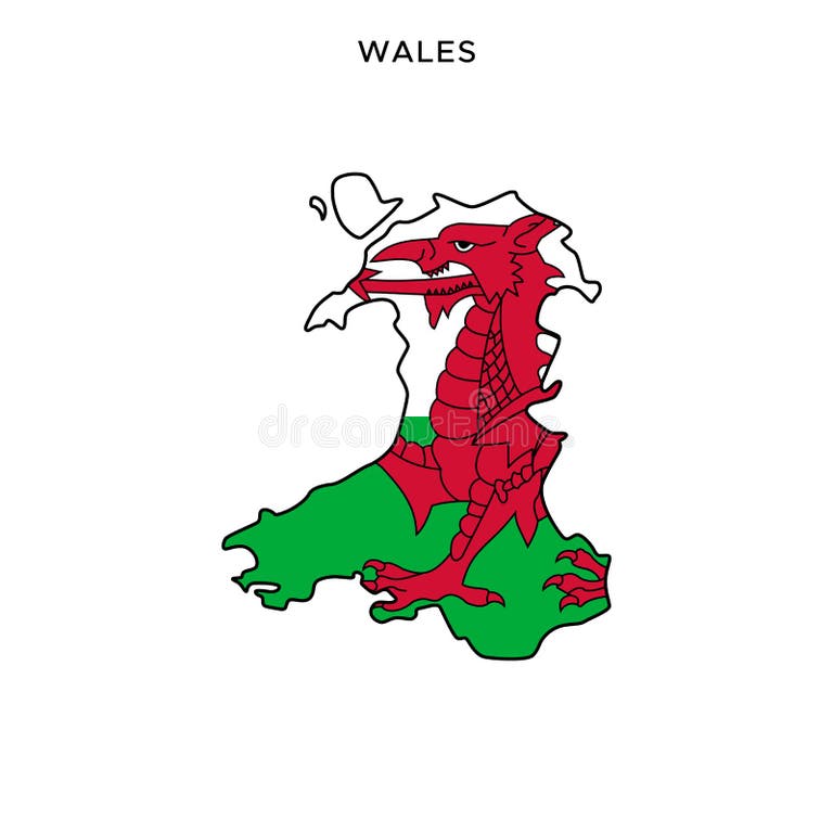 Map and Flag of Wales Vector Design Template with Editable Stroke ...