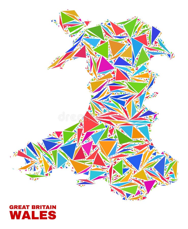 Wales Map - Mosaic of Color Triangles Stock Vector - Illustration of ...