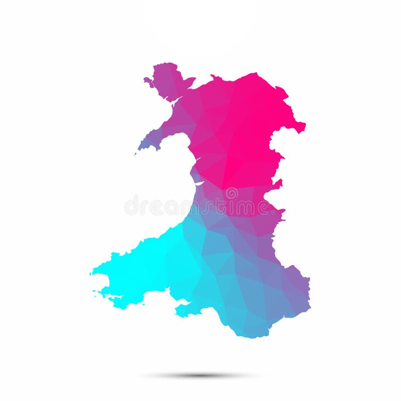 Wales Map Triangle Low Poly Geometric Polygonal Abstract Style. Stock ...