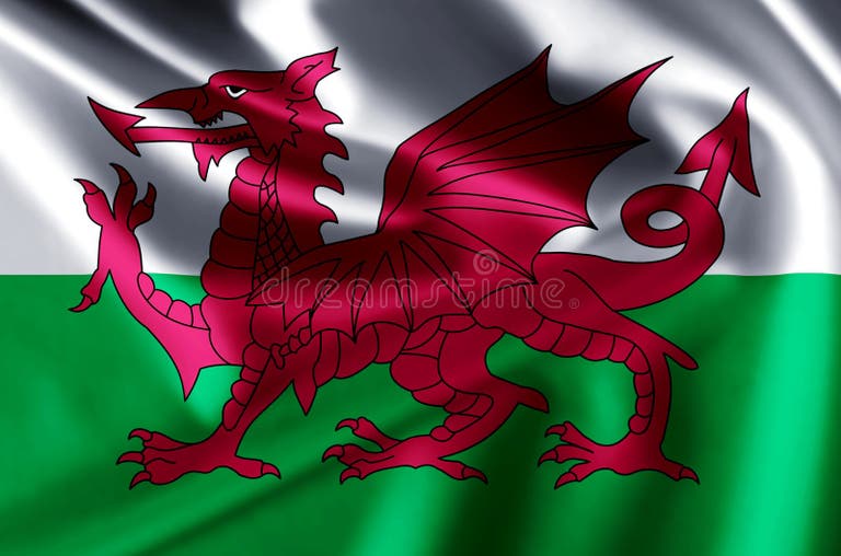 Wales Realistic Flag Illustration. Stock Illustration - Illustration of ...