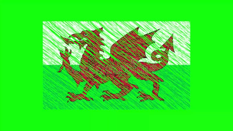 Wales Scribble Animation on Green Screen Background. Looping Seamless ...