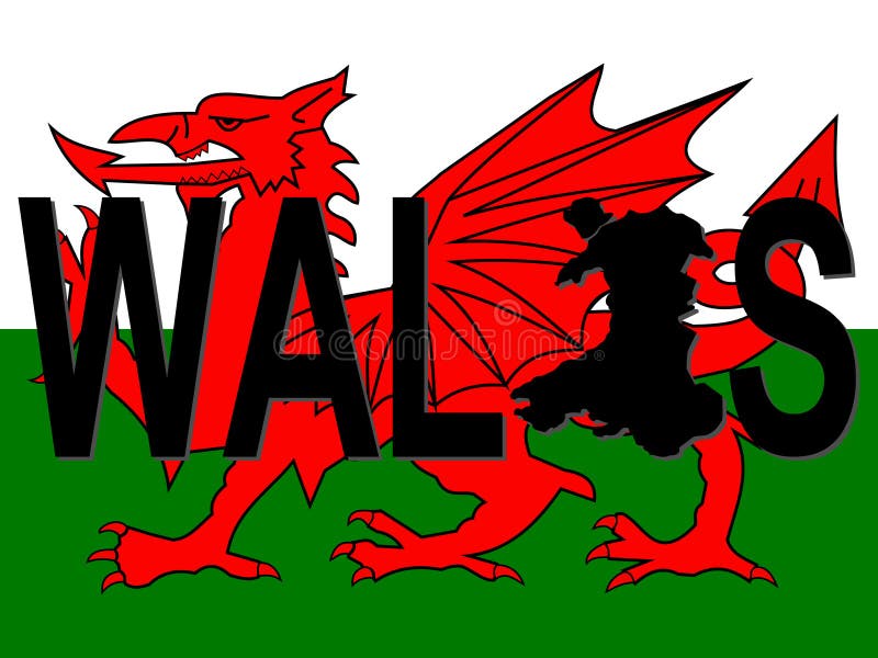 Wales text with map stock vector. Illustration of symbol - 3876017