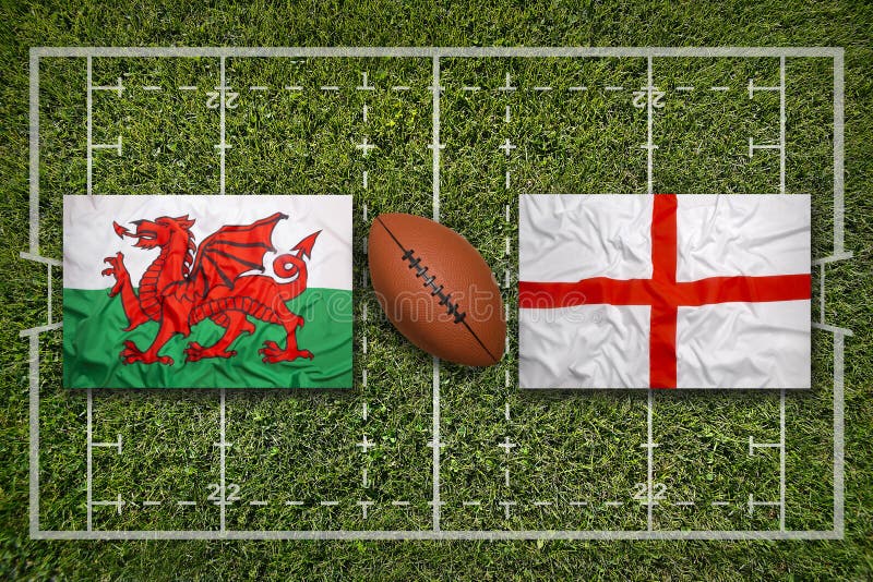 Wales Vs. England Flags on Rugby Field Stock Image - Image of nation ...