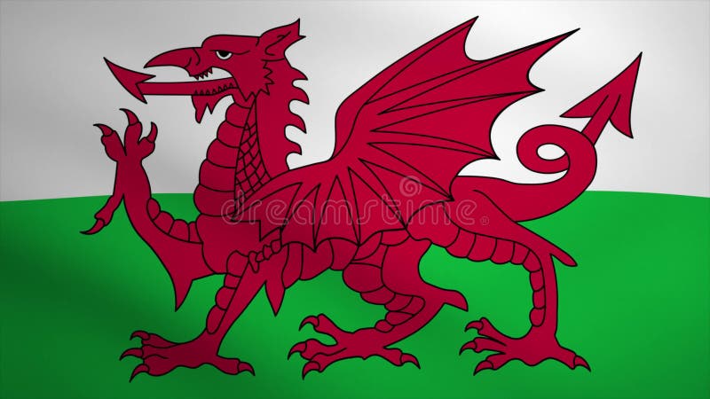 Wales Waving Flag 2D Animation on Green Screen Background. Looping ...
