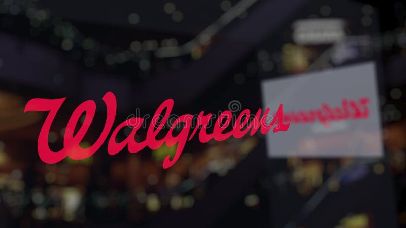 Walgreens Logo on the Screen in a Meeting Room. Editorial 3D Rendering ...