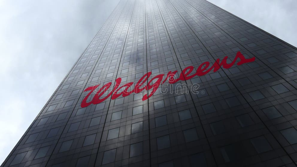 Walgreens Logo on a Skyscraper Facade Reflecting Clouds. Editorial 3D ...
