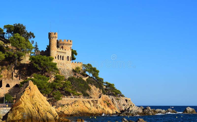 Walk Along the Beach Near the Medieval Castle. Stock Photo - Image of ...