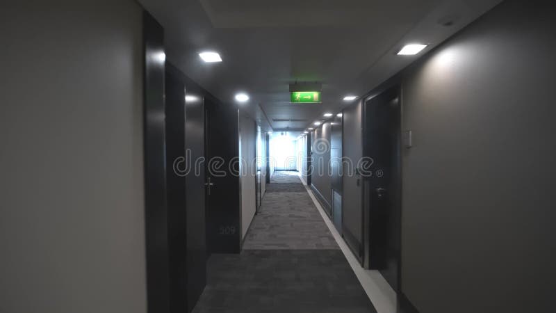 Modern hotel hallway stock photo. Image of corridor - 118005840
