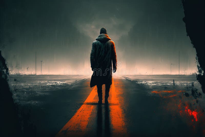 Walk Along on the Lonely Road Stock Illustration - Illustration of ...