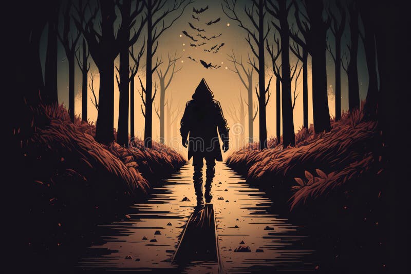 Walk Along on the Lonely Road Stock Illustration - Illustration of city ...