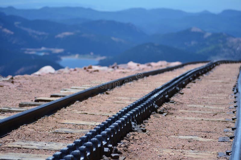 Walk Along the Rails stock image. Image of railroad, mountains - 66911387
