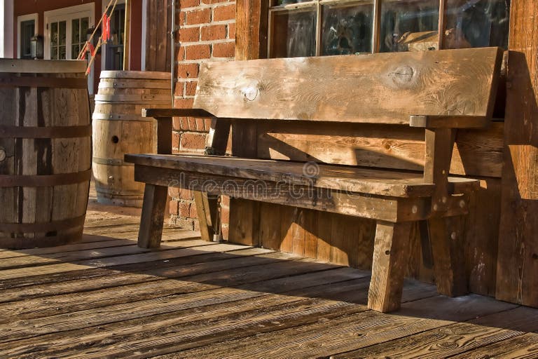 Walk, Bench, and Barrels stock photo. Image of adobe, northwest - 4243148