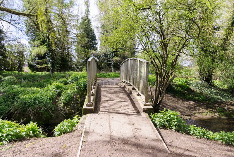 A Walk Bridge Over a Stream Stock Image - Image of fencing, trees: 87824433