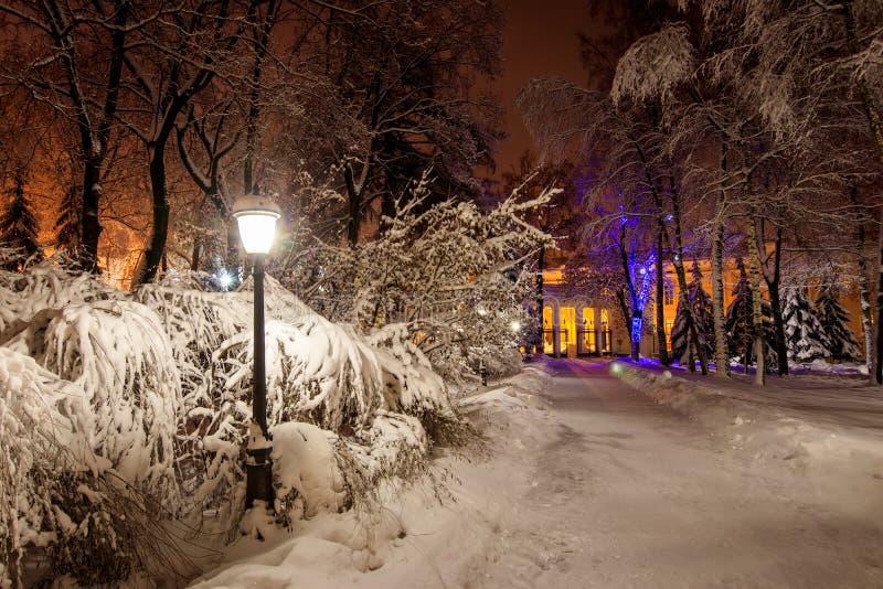 Walk of the City at Night in Winter Stock Photo - Image of europe ...