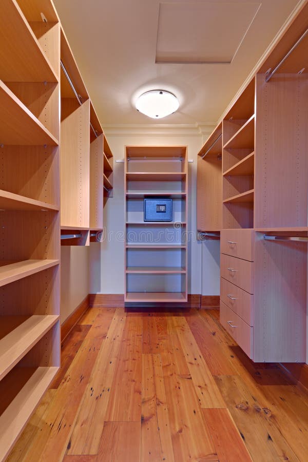 Large walk in closet stock photo. Image of wood, organization - 4505856