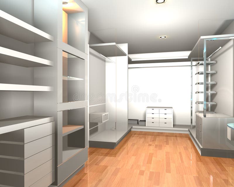 Blank walk-in closet stock image. Image of shelve, glass - 10125695