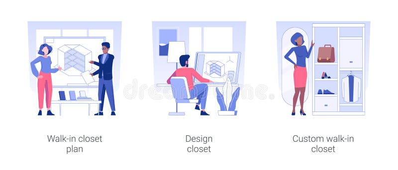 Walk-in Closet Layout Isolated Concept Vector Illustrations. Stock ...