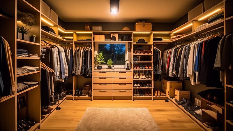 The Walk-in Closet Room of a Beautiful Bright Modern Style House. AI ...