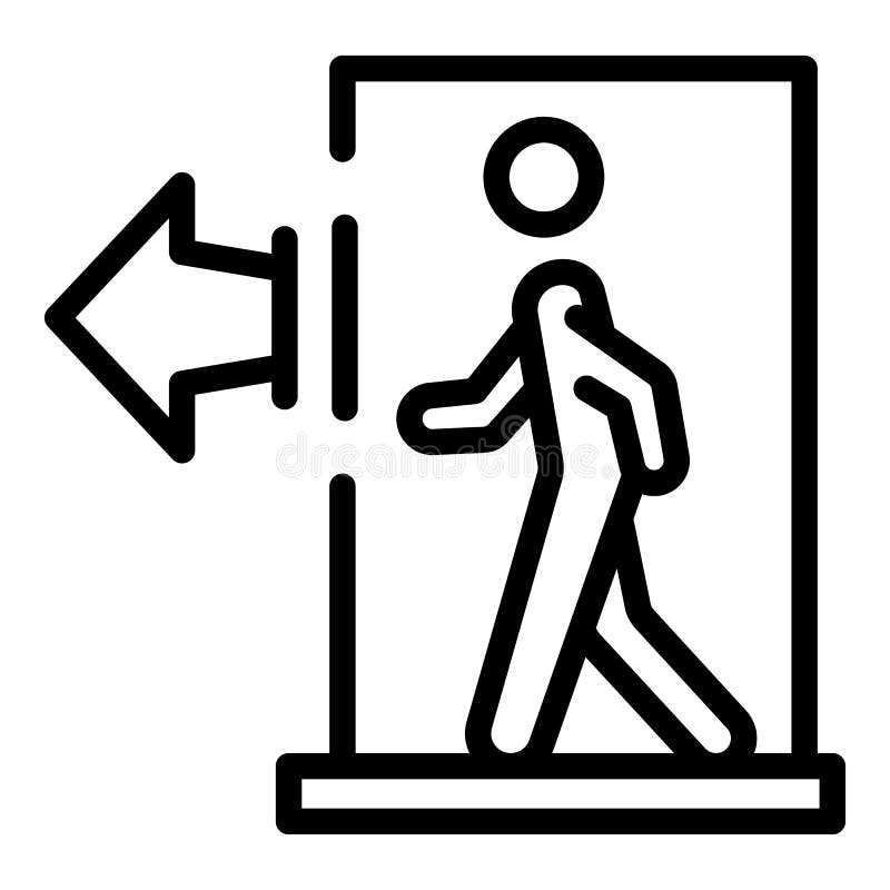 Walk through Exit Door Icon, Outline Style Stock Vector - Illustration ...