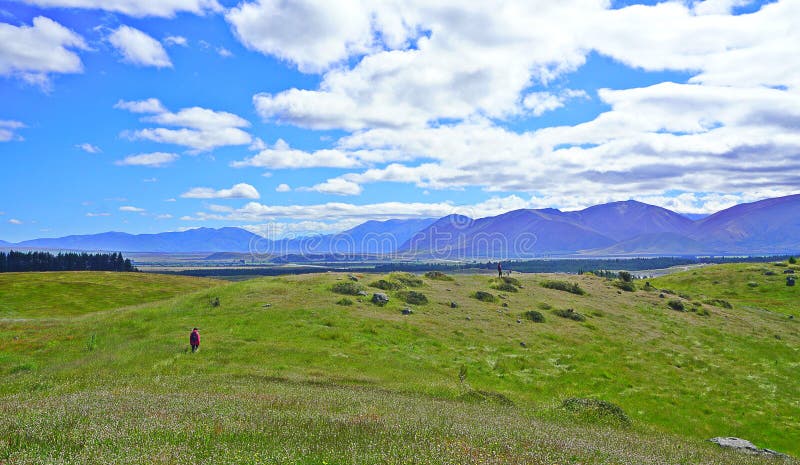 A Walk through the Fields with Mountain Views at the Background Stock ...