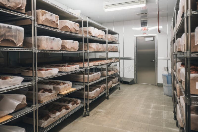 Walk-in Freezer Filled with Packages of Meat and Fish, Ready for ...