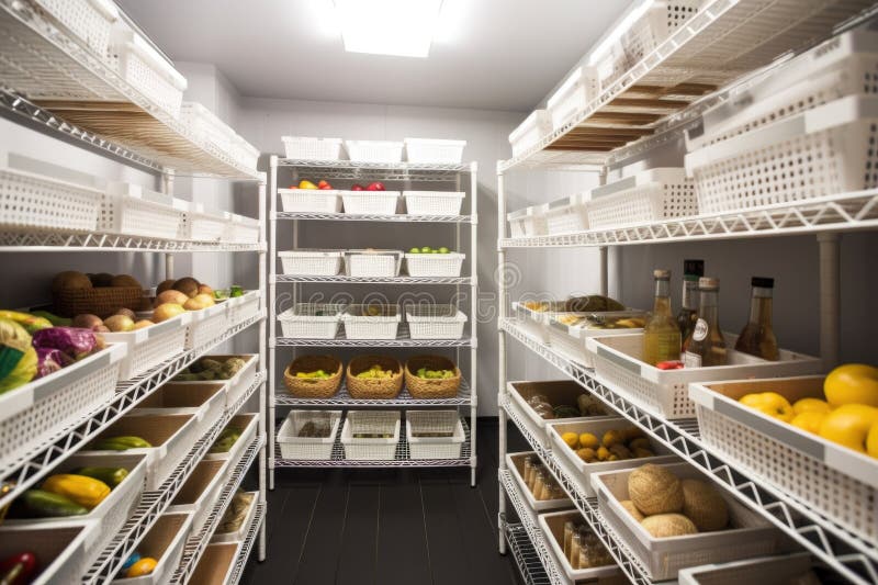 Walk-in Fridge with Shelves, Bins and Baskets for Storing Food Items ...