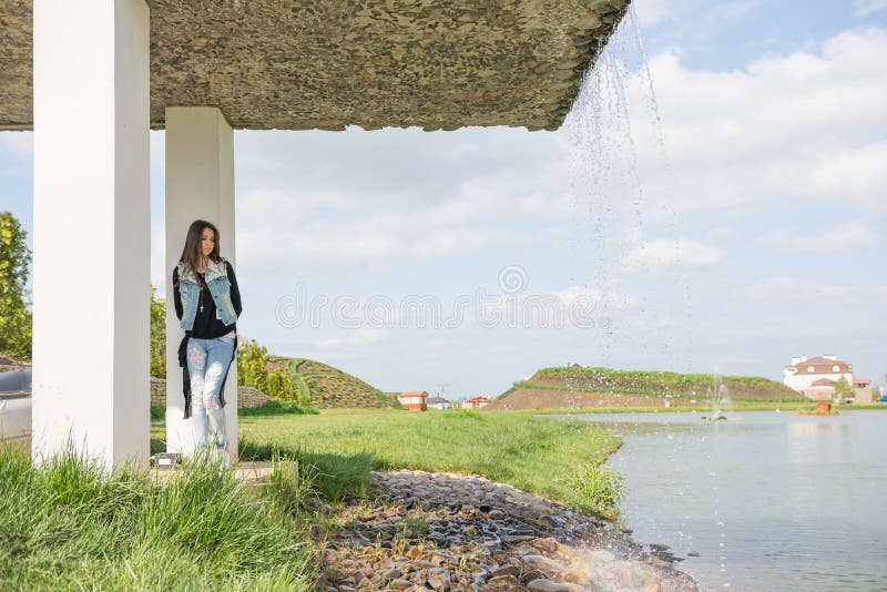 Walk with a girl stock image. Image of animals, person - 54046001