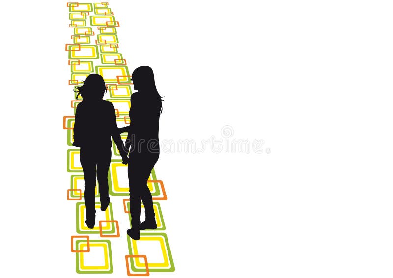 Walk of girls stock vector. Illustration of serene, people - 14462678