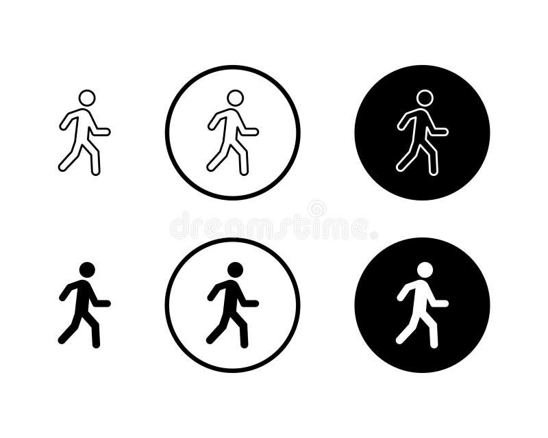 Walk Icon Set. the Person Walking Filled and Outlined Icon Set. Stock ...