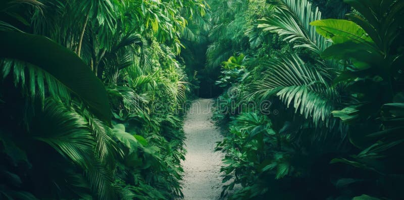Walk through Lush Green Path, Discovering Tropical Paradise and Serene ...