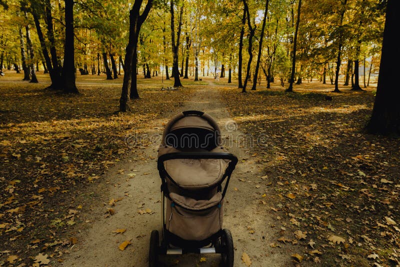 Walk with a Pram Around the Park, First Person Perspective Stock Photo ...