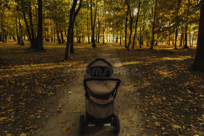 Walk with a Pram Around the Park, First Person Perspective Stock Photo ...