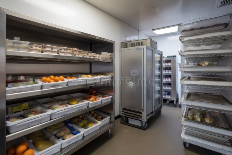 Walk-in Refrigerator with Shelves Stocked and Ready for Business Stock ...