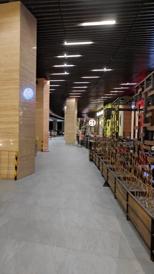 A Walk Road in the Mall and with Lamps at Night Editorial Photo - Image ...