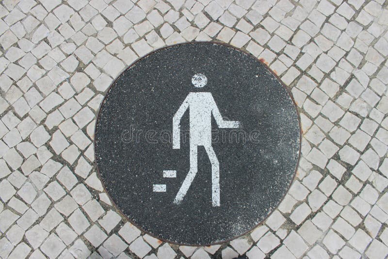 Walk Sign Painted on the Ground Stock Photo - Image of sign, floor ...