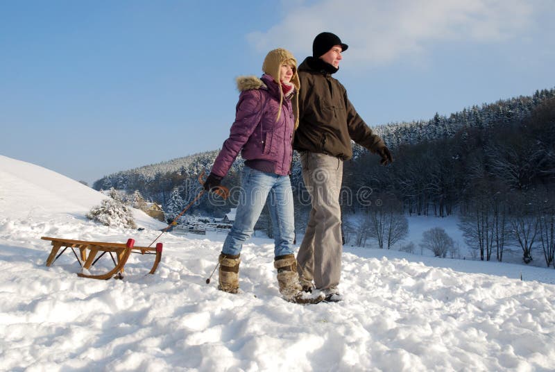 Walk in the snow stock image. Image of heterosexual, couple - 17351263