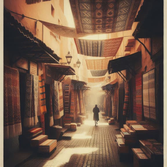 A Walk through the Souk stock illustration. Illustration of warm ...