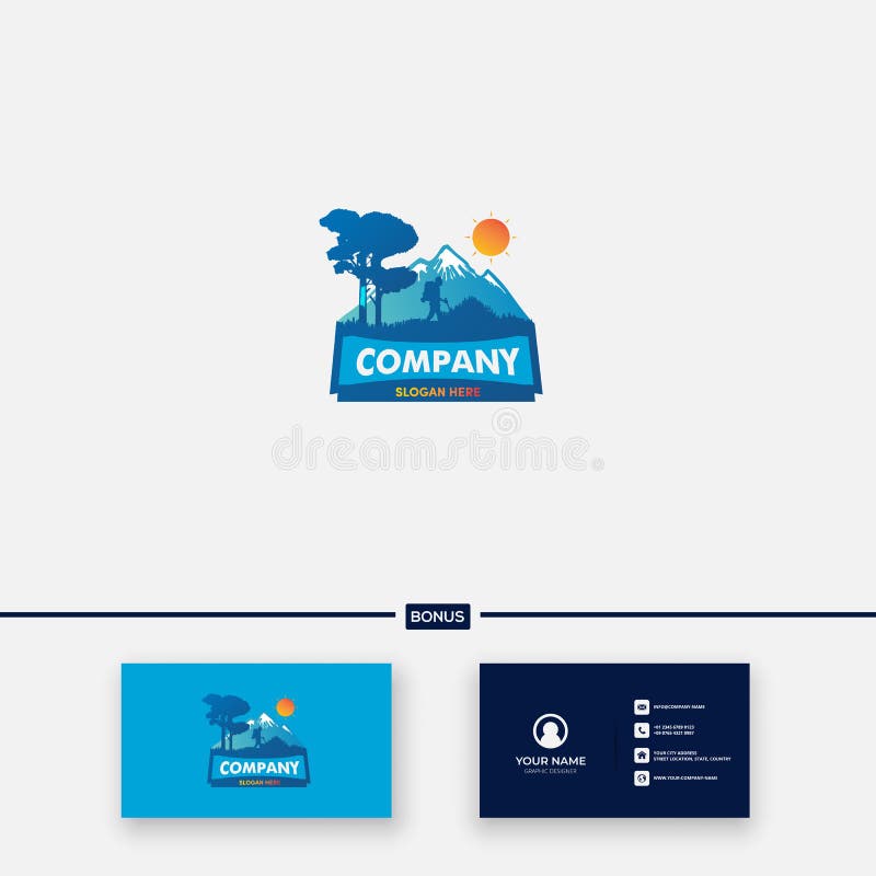 Walk Sport Landscape Mountain Logo Stock Vector - Illustration of ...