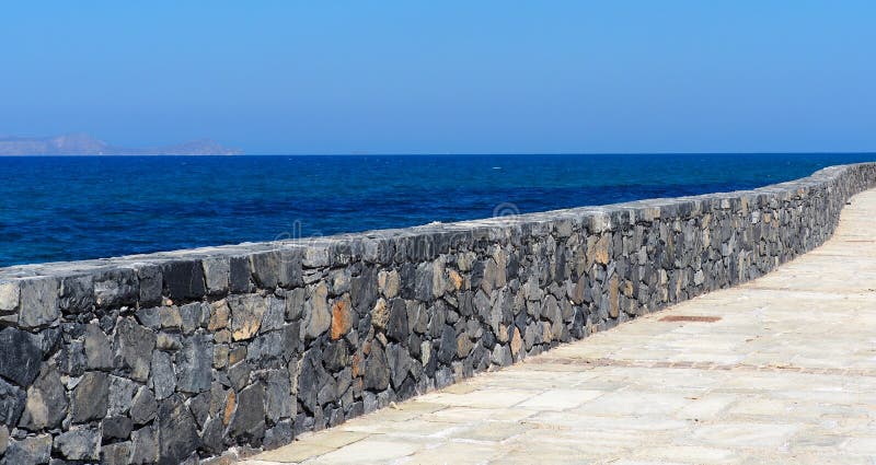 Stone Wall with Mediterranean Ocean in Heraklion Greece Stock Image ...