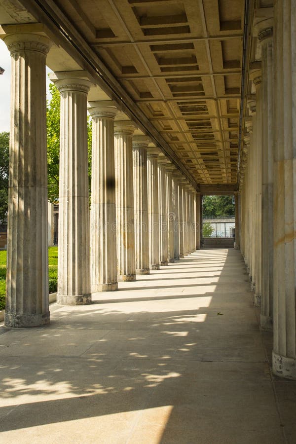 Walk Thru with Roman Pillars Berlin Stock Photo - Image of pillars ...