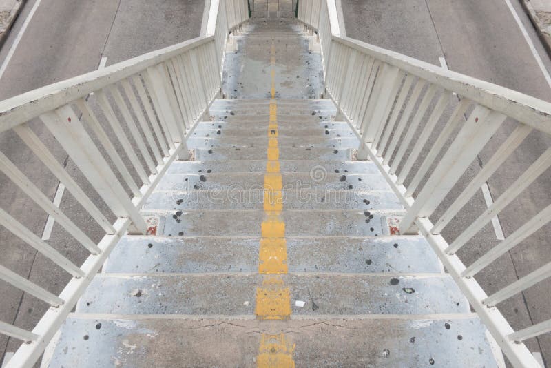 Walk way down of overpass stock image. Image of abstract - 217595379
