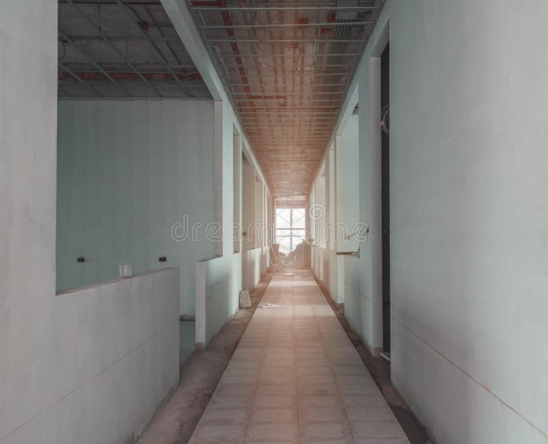 Walk Way Interior Decoration in Construction Building Site with Sun ...