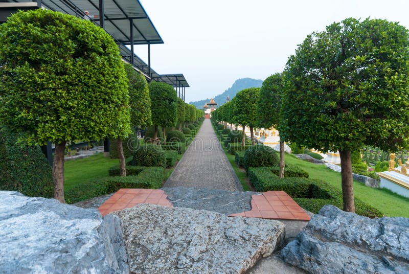 Outdoor Corridor of Architecture Perspective Stock Image - Image of ...